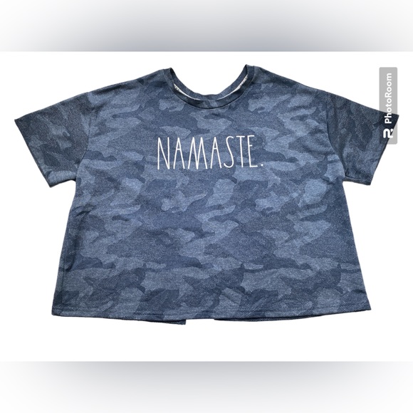 Rae Dunn | Tops | Rae Dunn Namaste Crop Top Navy Camo | Poshmark